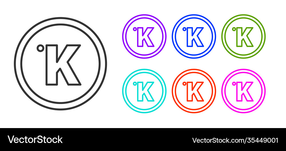 Black line kelvin icon isolated on white Vector Image