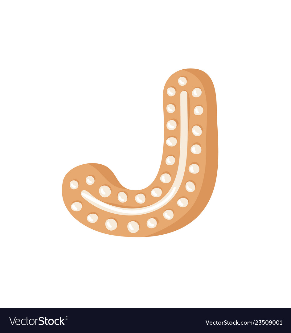 Cartoon ginger bread cookie letter j hand drawn Vector Image