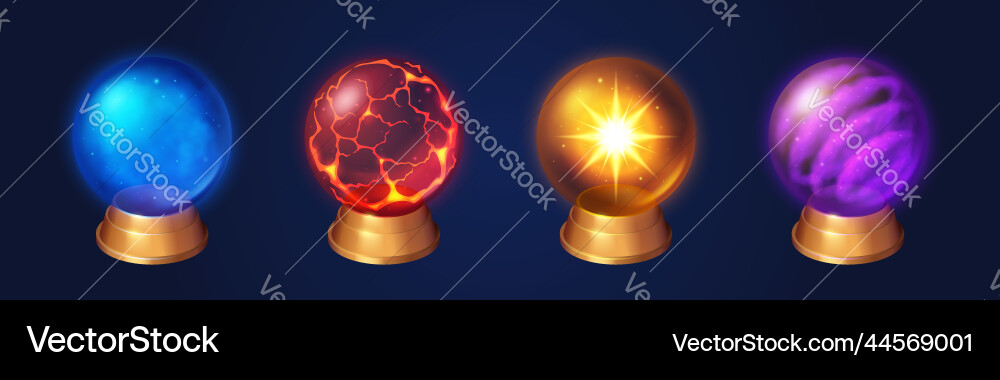 Crystal globes witch or sorcerer magic spheres Vector Image