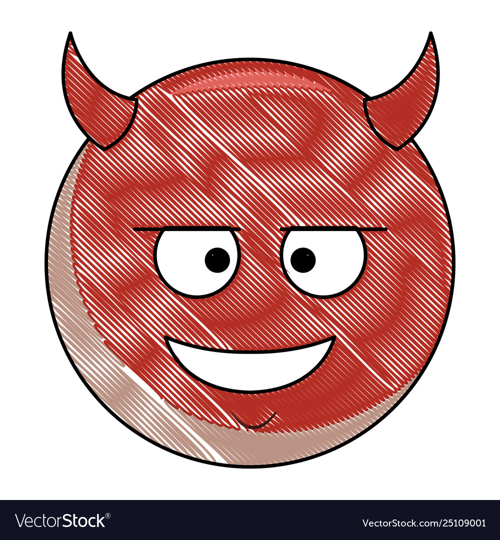 Devil chat emoticon scribble Royalty Free Vector Image