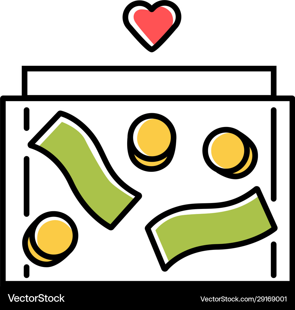 Donation box color icon collecting box with Vector Image