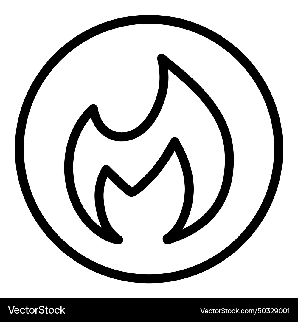 Fire flame flat icon isolated on white background Vector Image