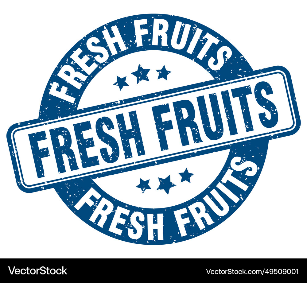 Fresh fruits stamp label round Royalty Free Vector Image