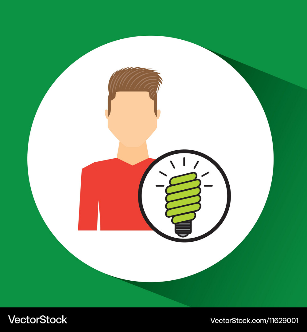 Man symbol environment eco bulb icon design Vector Image