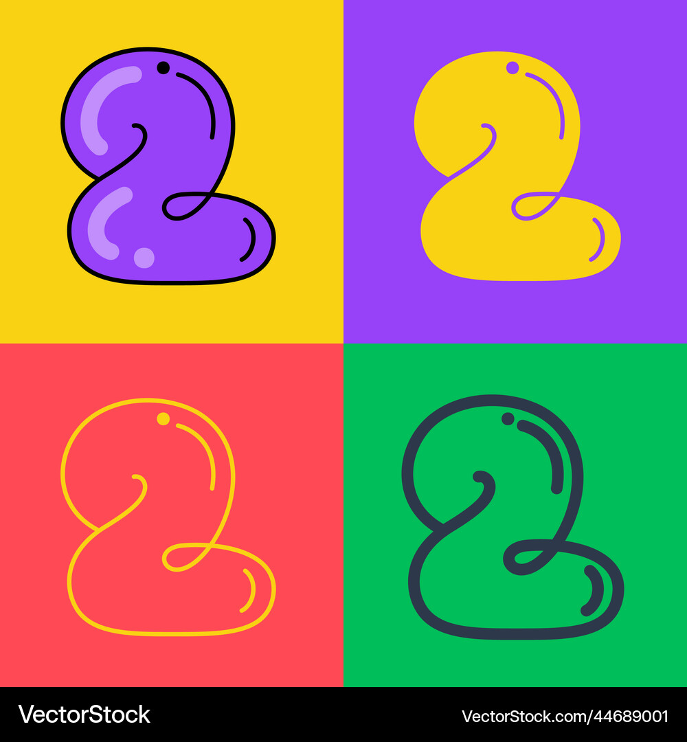 Number two logo funny bold childish style font Vector Image