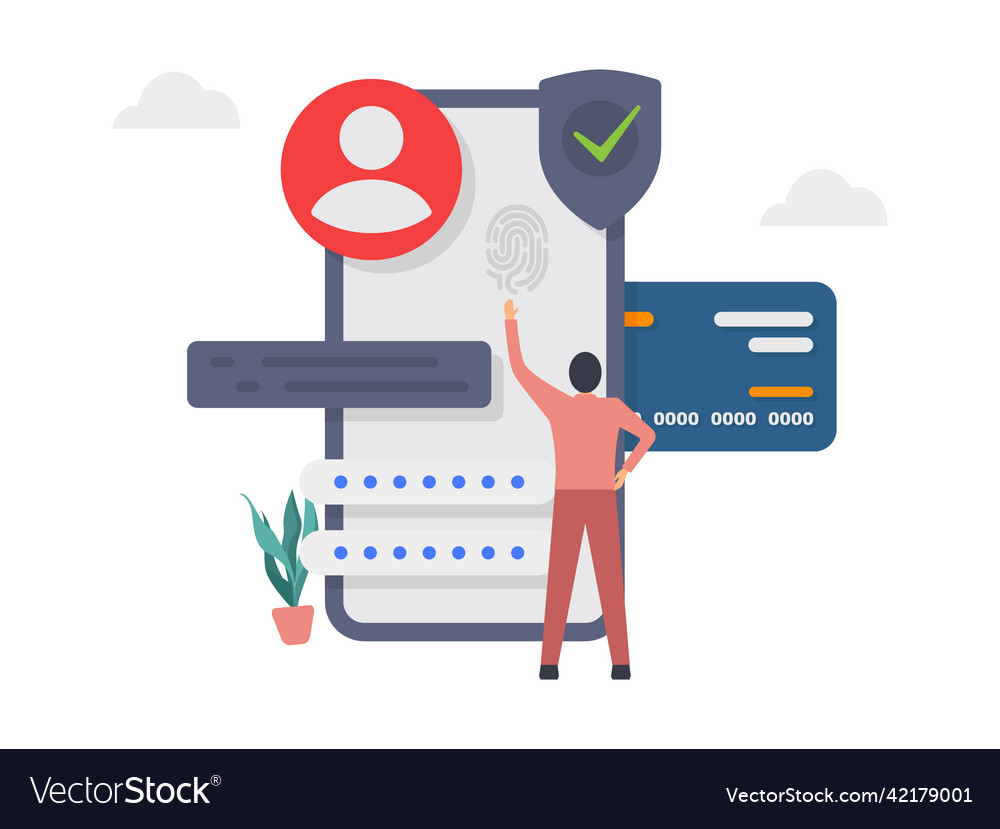 Security system in mobile passcode and face id Vector Image