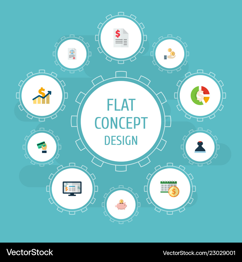 Set accounting icons flat style symbols Royalty Free Vector