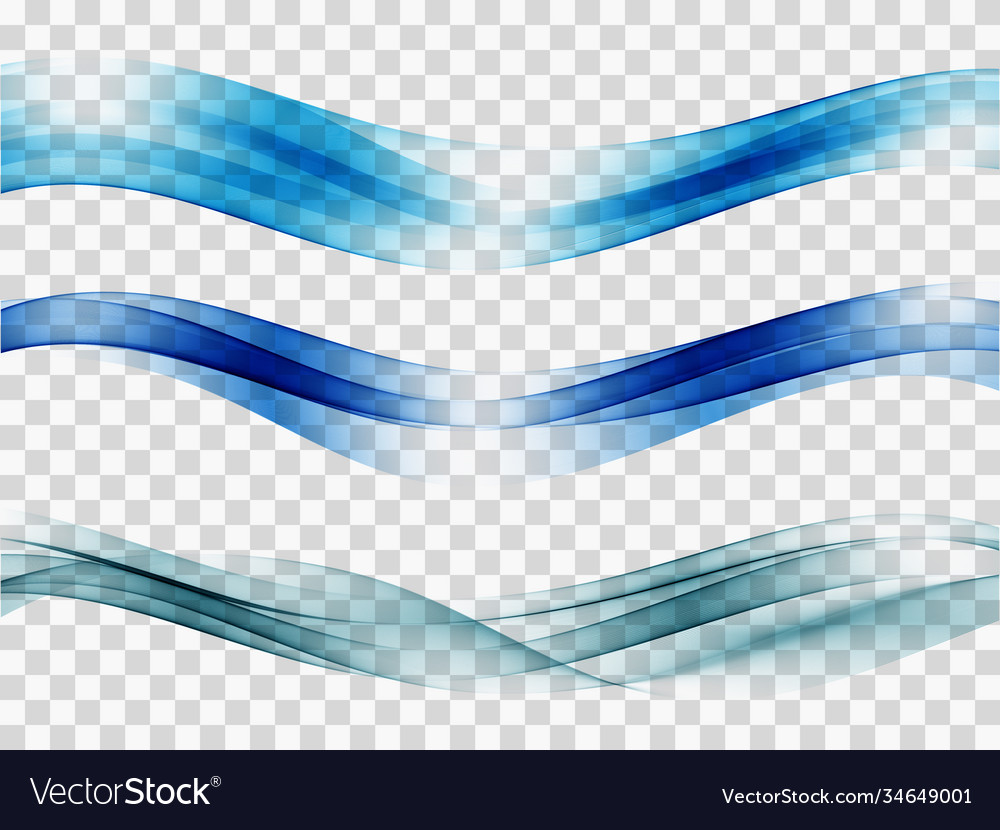 Set blue abstract wave design element Royalty Free Vector