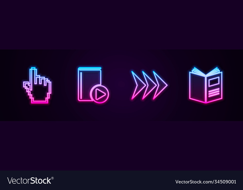Set line pixel hand cursor audio book arrow Vector Image Set line pixel hand cursor audio book arrow Vector Image