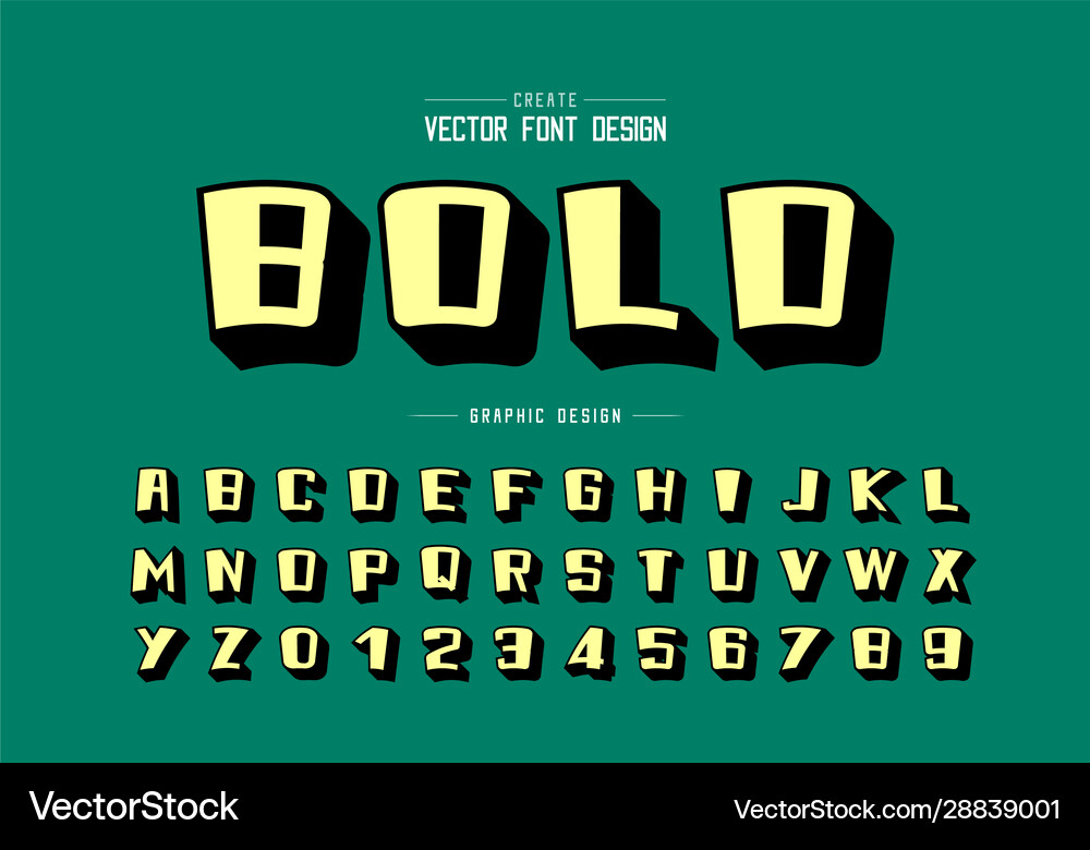 Shadow font and cartoon alphabet bold typeface Vector Image