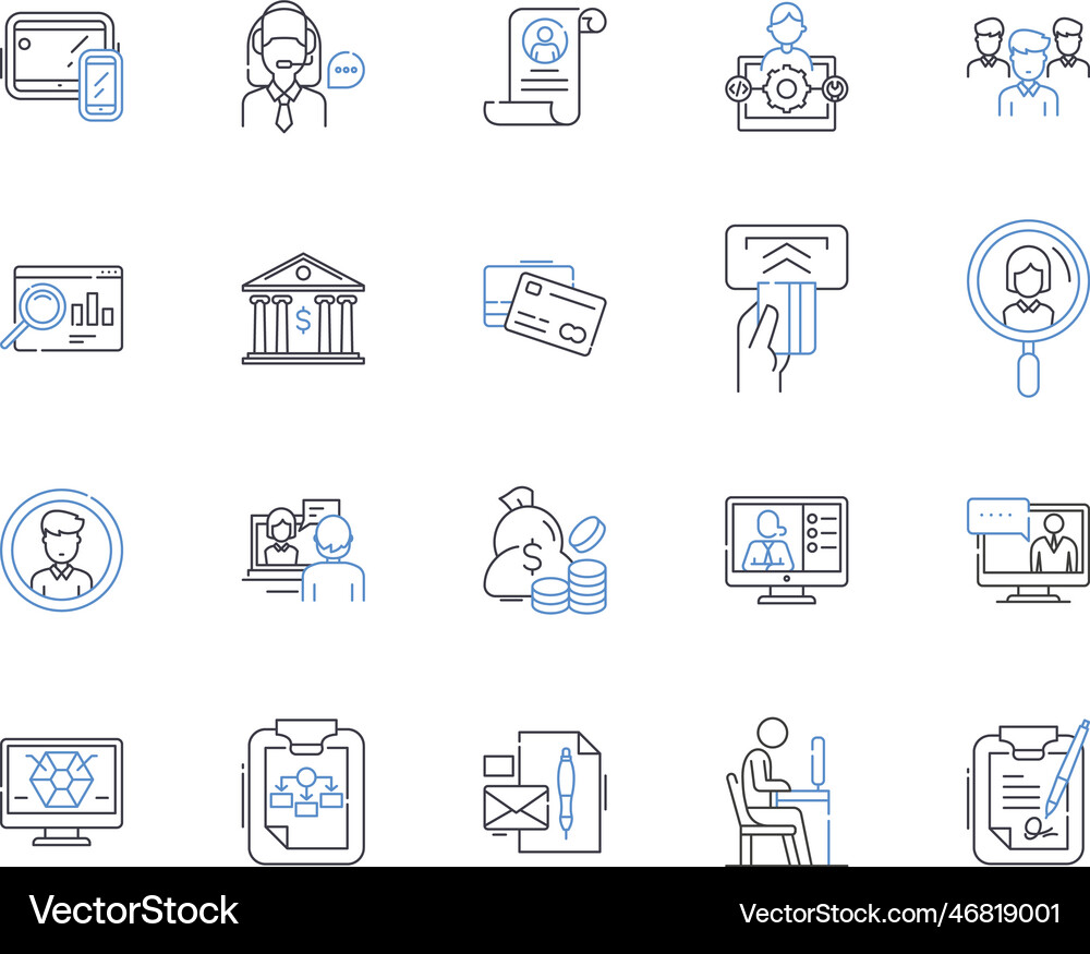 Syndicate management line icons collection Vector Image