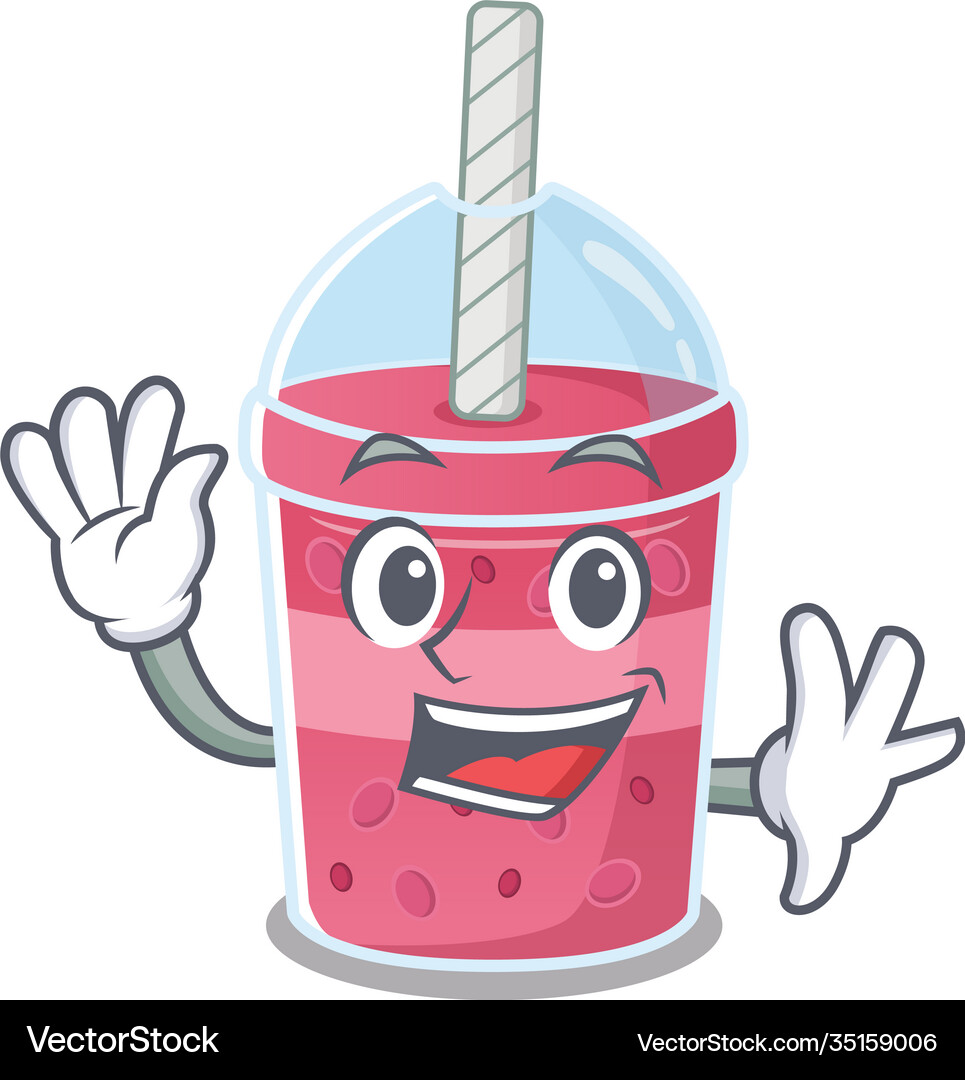 A charismatic strawberry bubble tea mascot design Vector Image