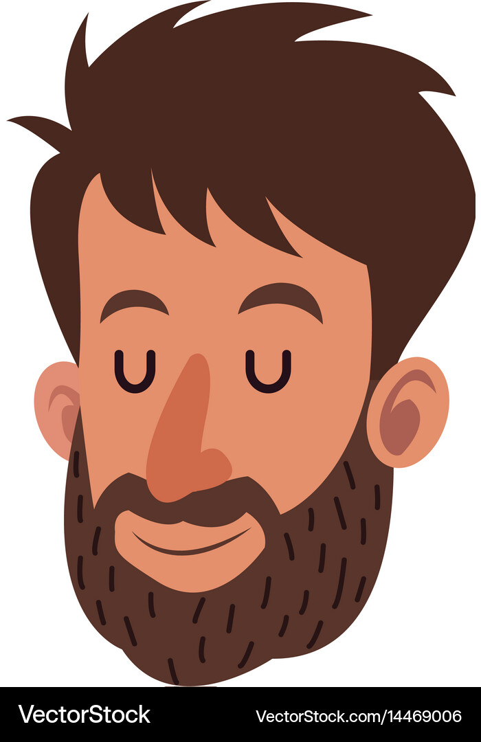 Avatar face man beard close eyes Royalty Free Vector Image