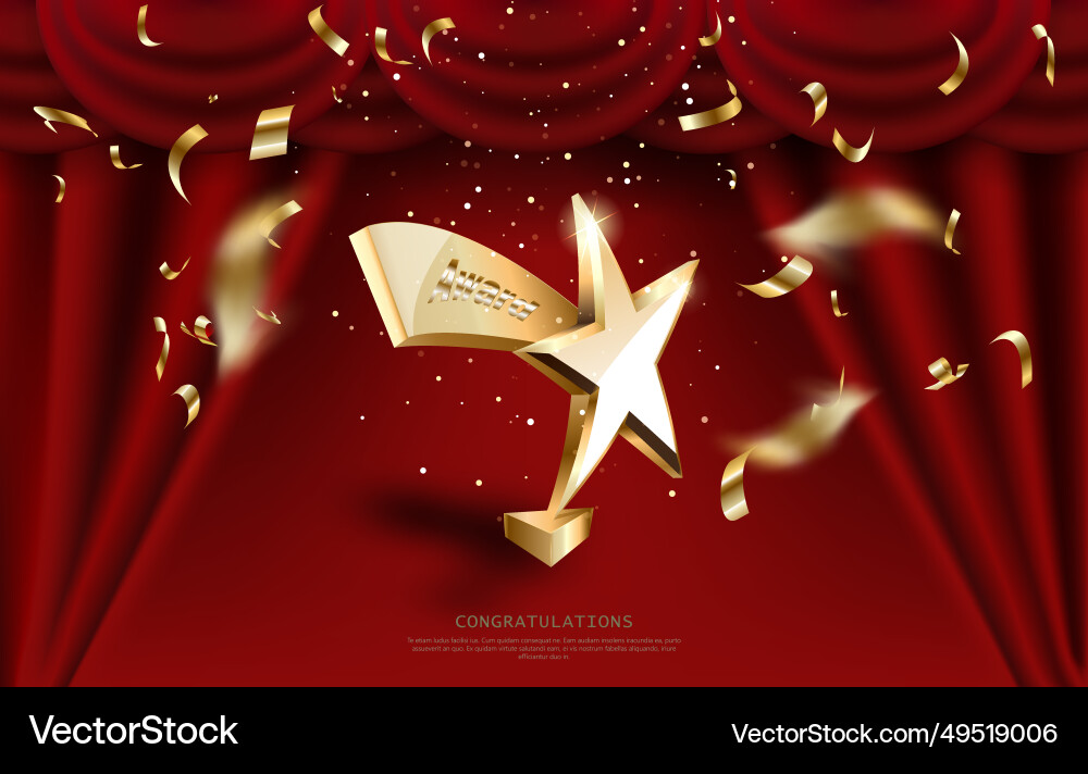 Award ceremony background with 3d gold star Vector Image