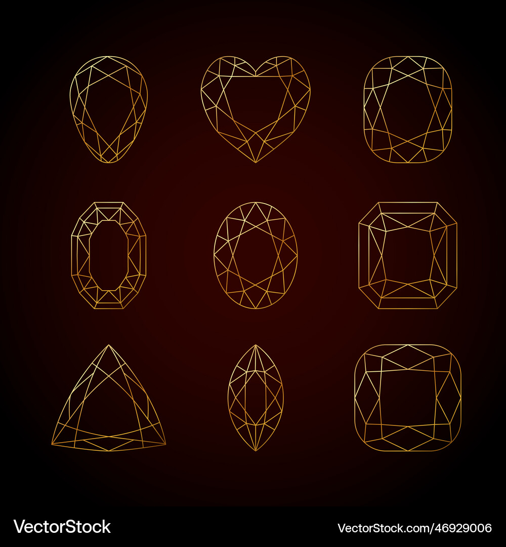 Collection of nine beautiful linear gemstones Vector Image