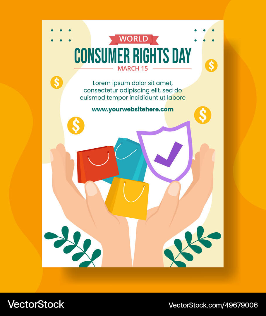 Consumer rights day vertical poster flat cartoon Vector Image
