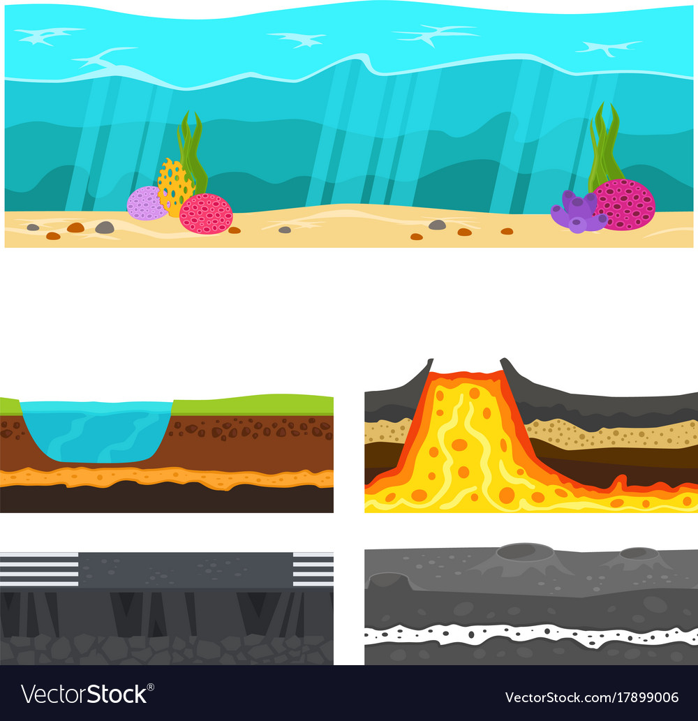 Cross section of ground volcano Royalty Free Vector Image