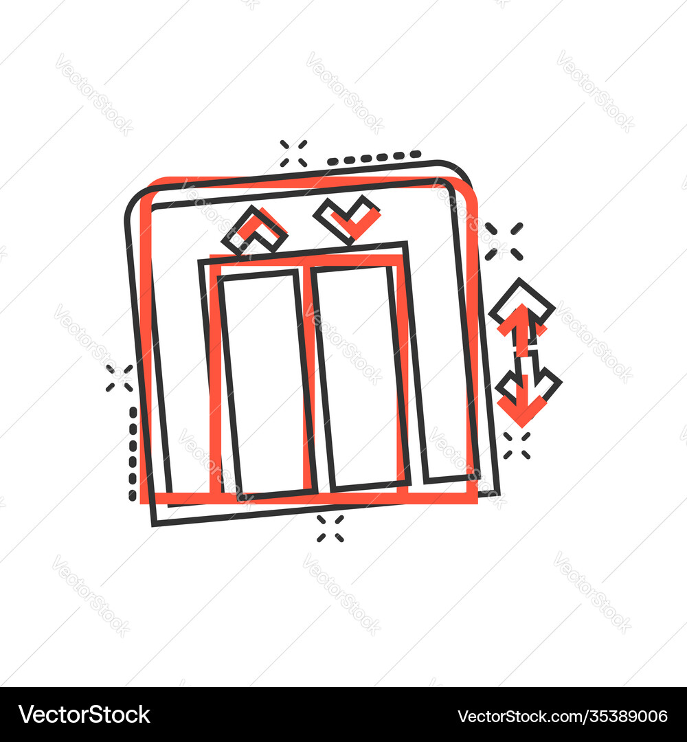 Elevator icon in comic style lift cartoon Vector Image