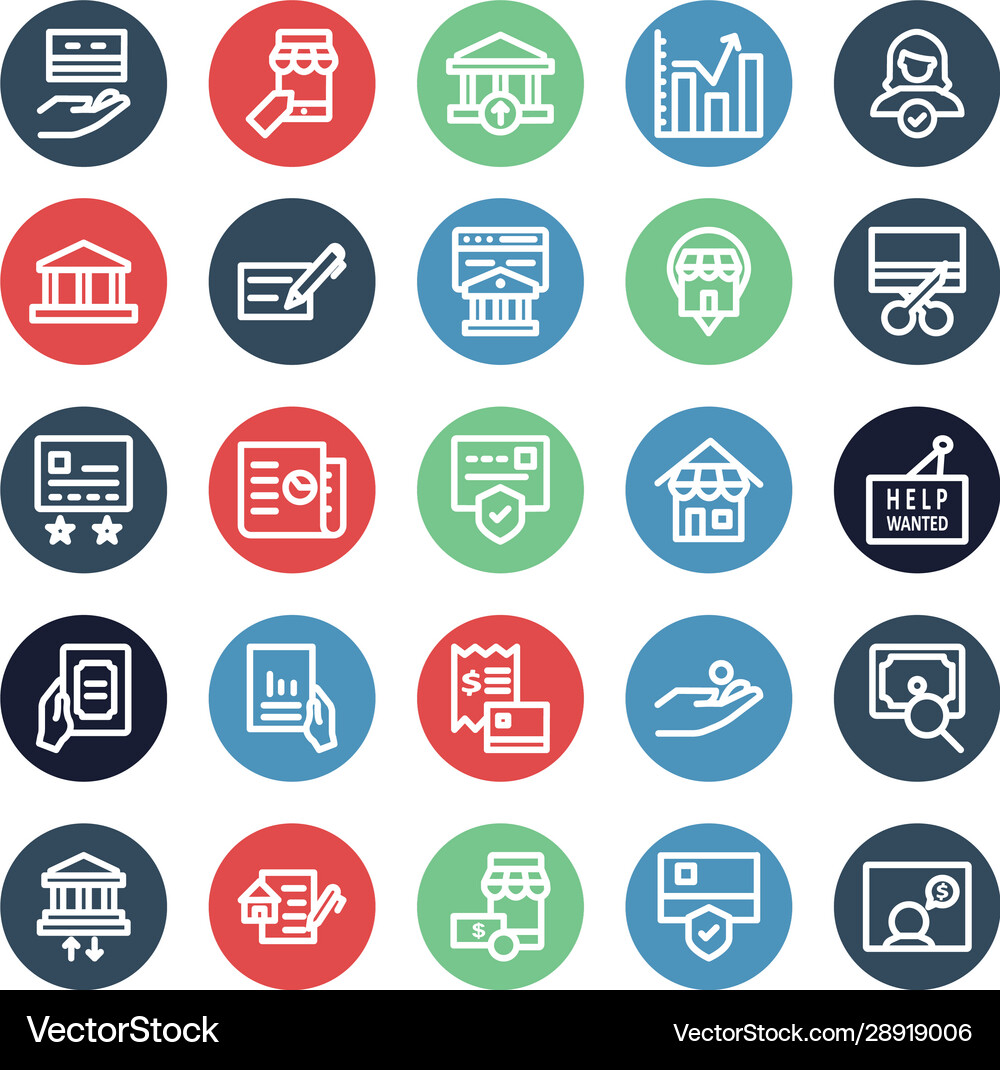 Finance bold outline icons set included ba Vector Image