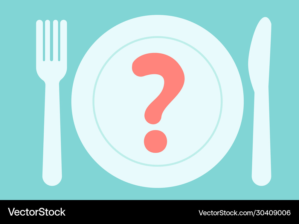 Food choice concept plate with red question Vector Image