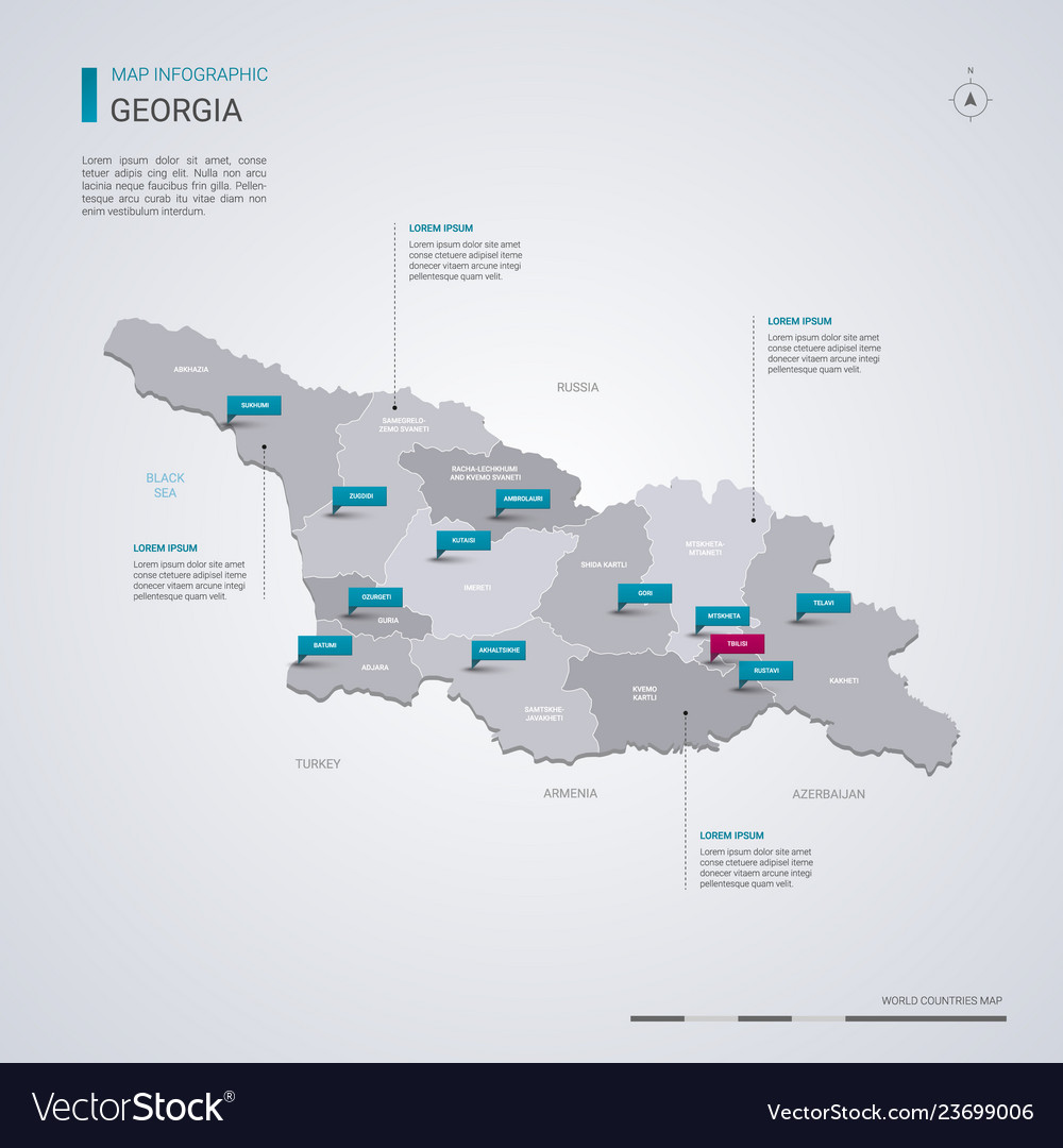 Georgia map with infographic elements pointer Vector Image
