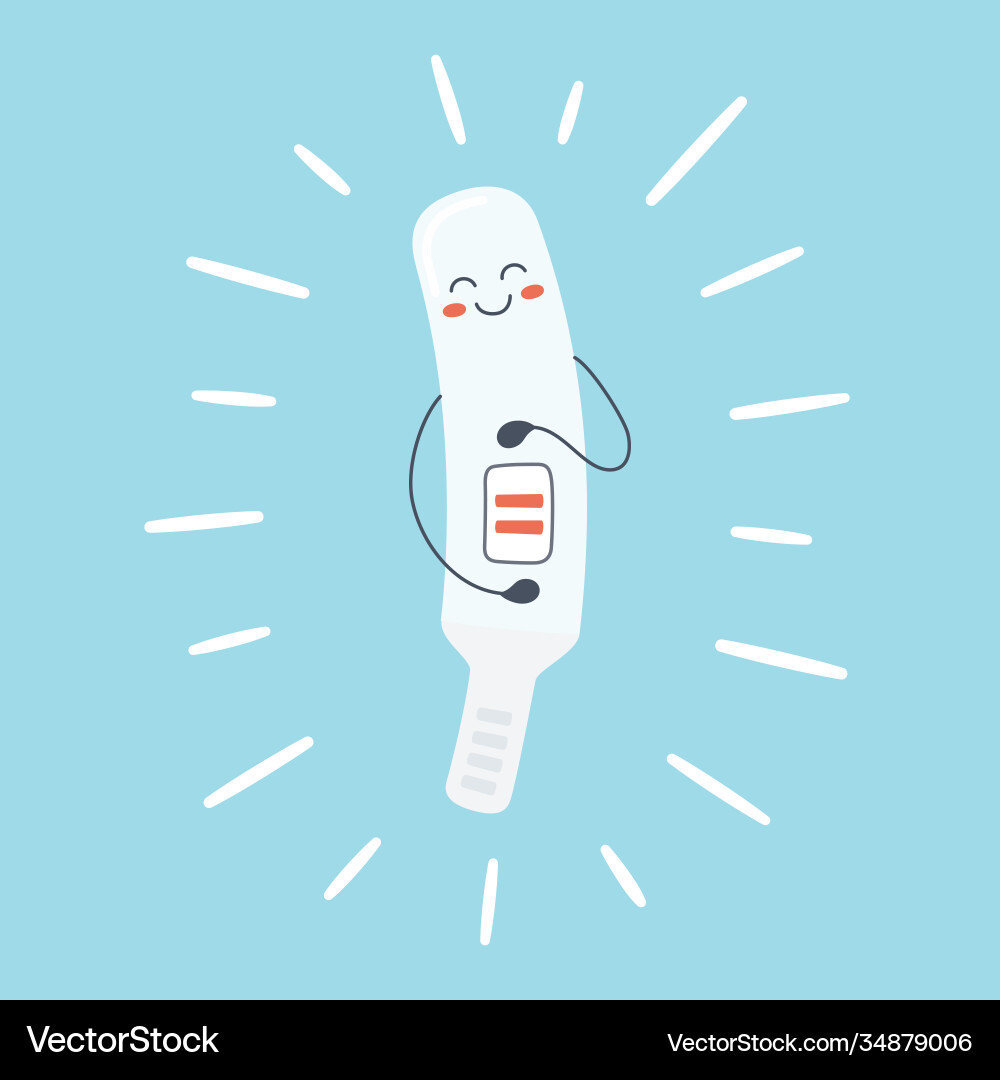 Happy glowing pregnancy test with positive result Vector Image