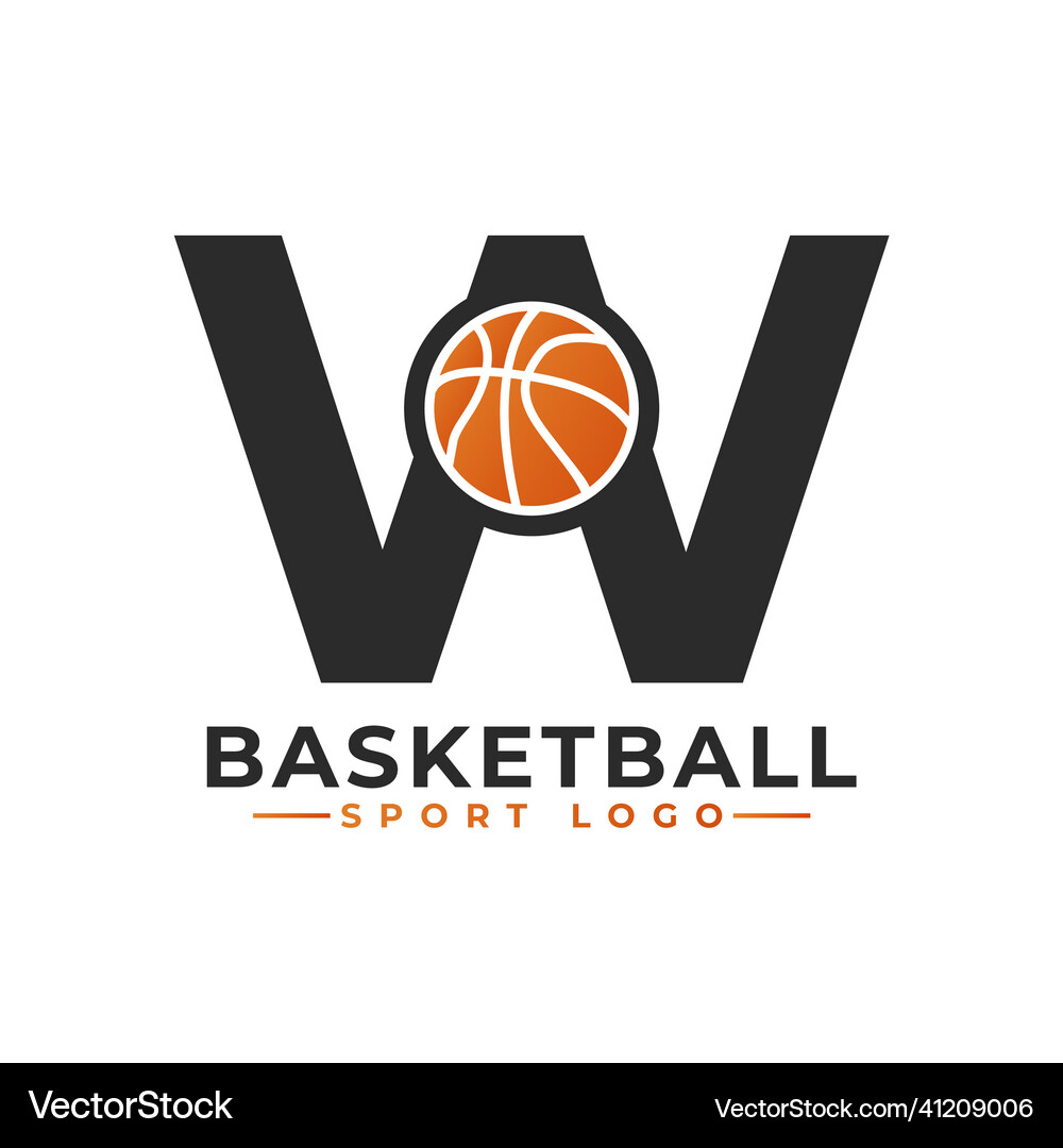 Letter w with basket ball logo design design Vector Image