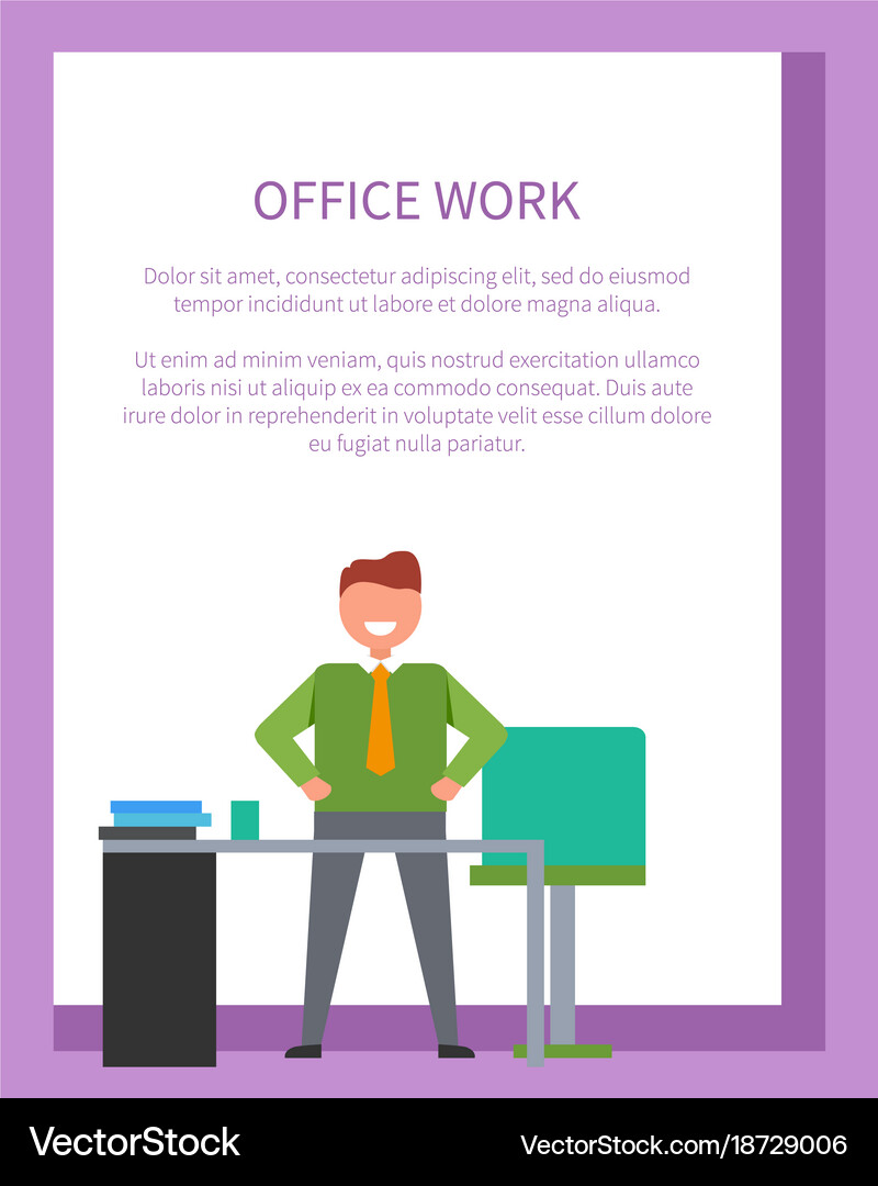 Office work poster with success business banner Vector Image