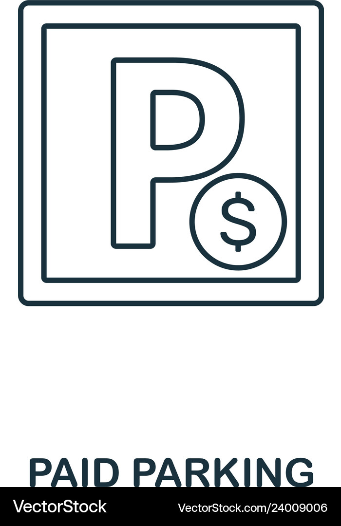 Paid parking icon outline thin line style from Vector Image
