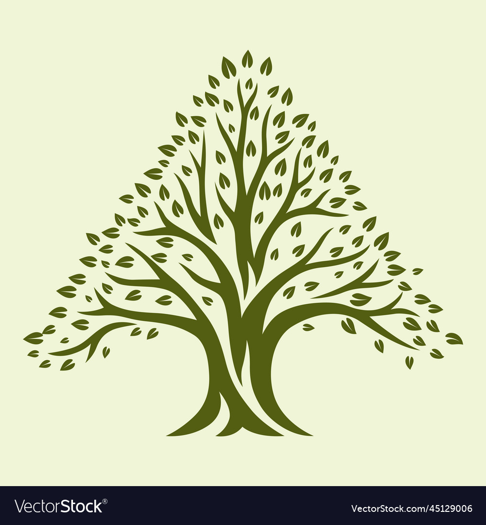 Spring or summer tree with green leaves natural Vector Image