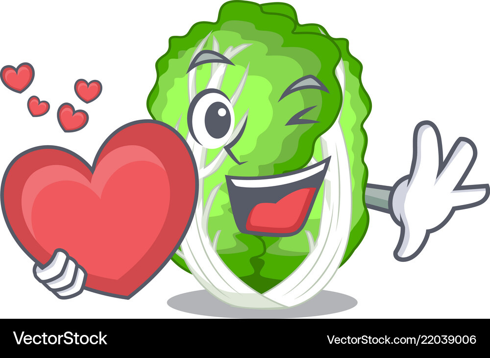 With heart cartoon fresh chinese cabbage vegetable