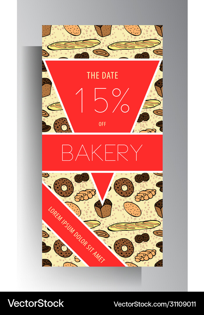 Bakery shop banner template design hand drawn Vector Image