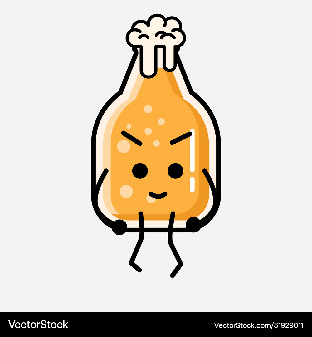 Cute beer mascot character in flat design style Vector Image