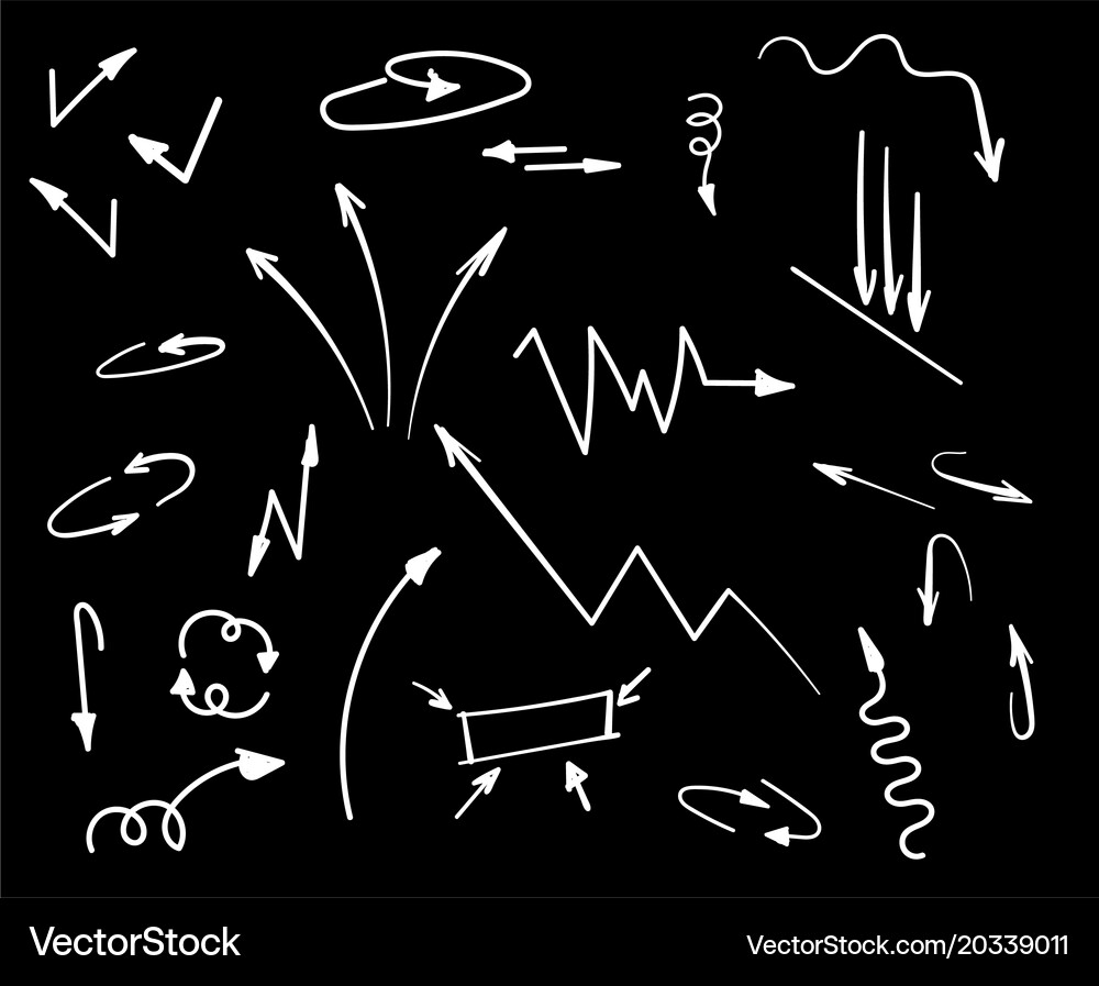 Hand drawn arrows set isolated on white sketch Vector Image