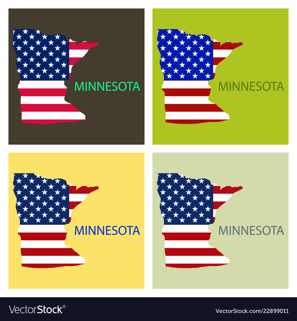 Minnesota state of america with map flag print Vector Image
