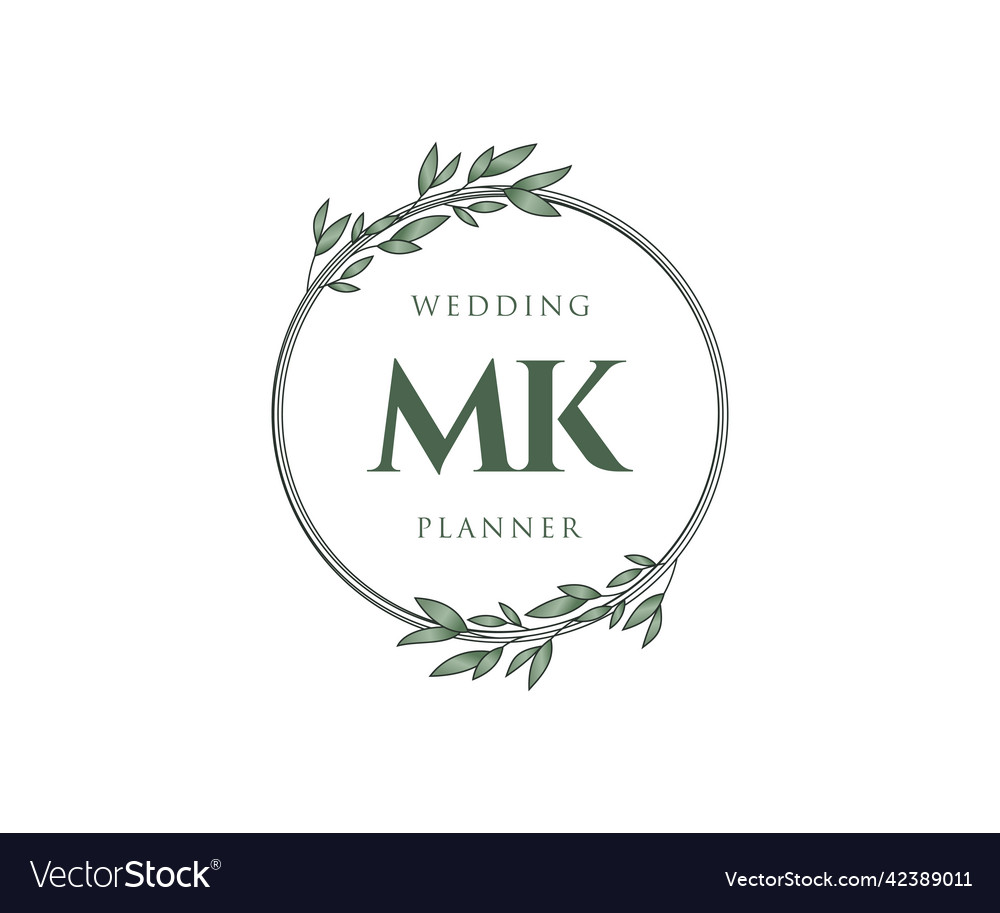 Mk initials letter wedding monogram logos Vector Image