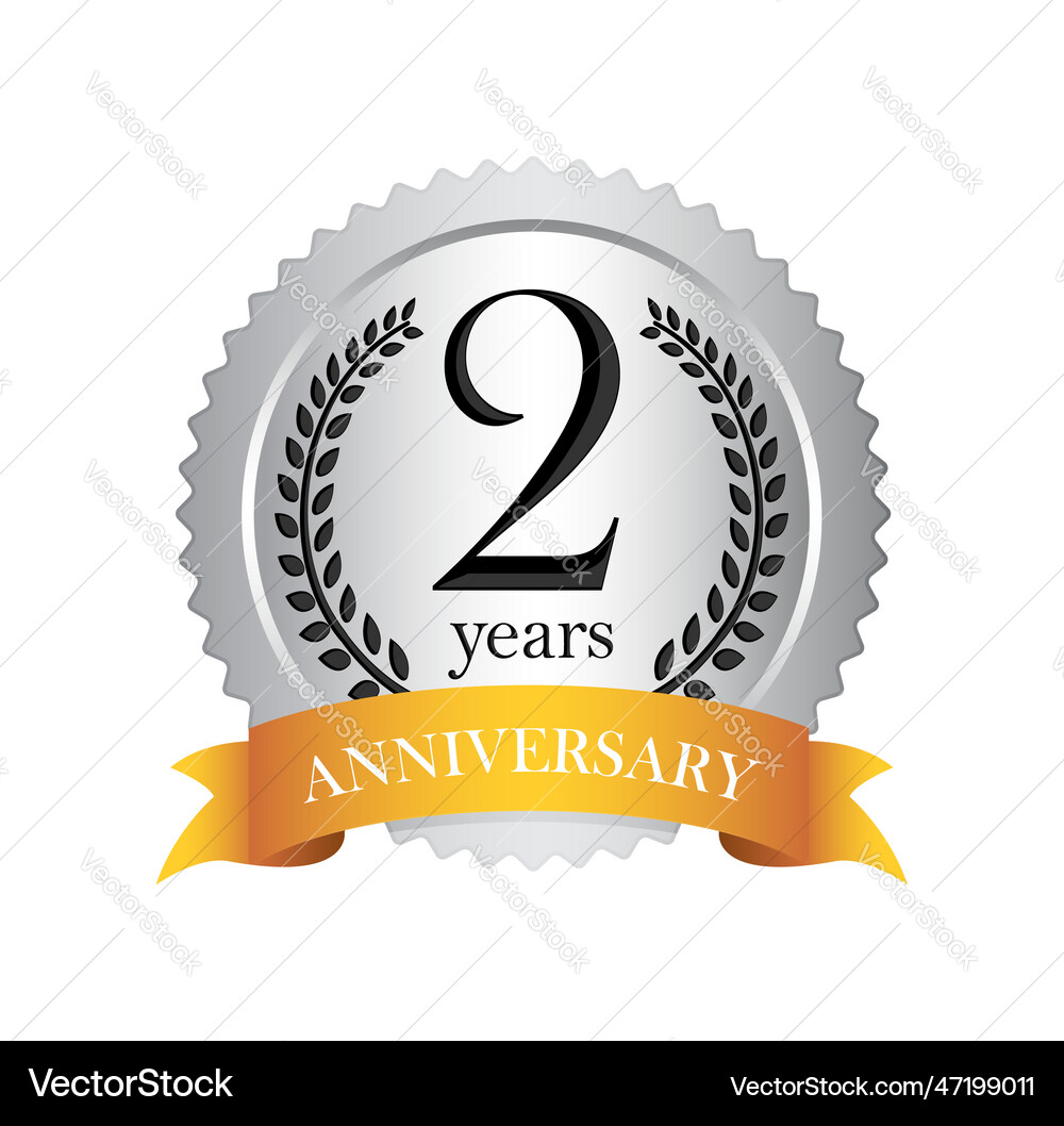 Silver anniversary medal icon 2nd anniversary Vector Image