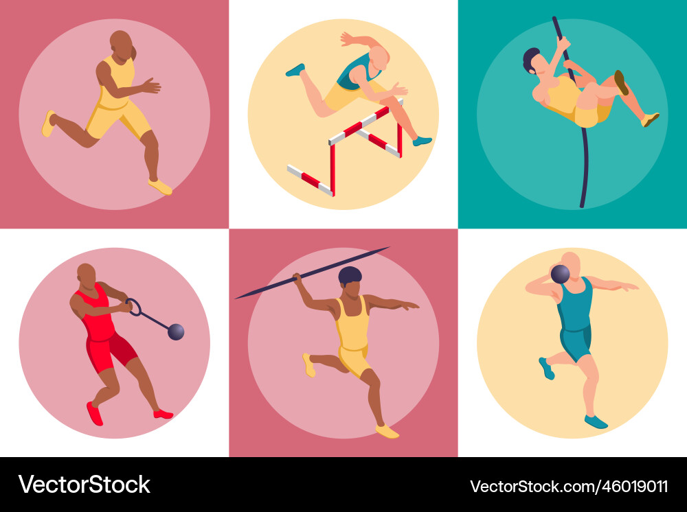 Sportsman athletics compositions set Royalty Free Vector