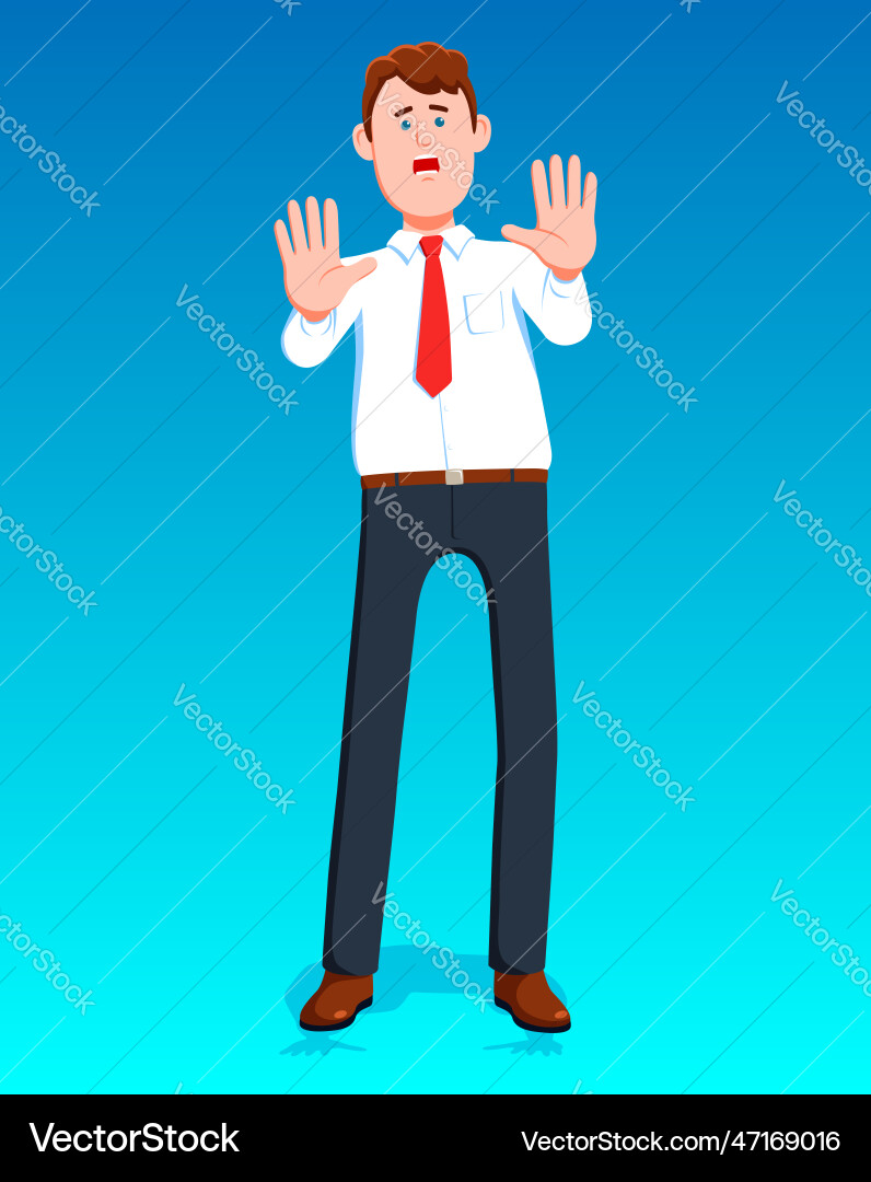 Businessman scared office worker frightened Vector Image