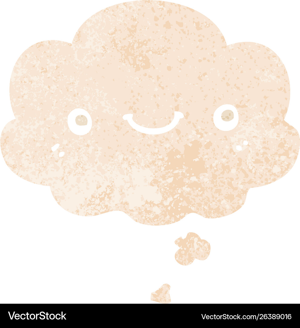Cartoon cute happy face and thought bubble Vector Image