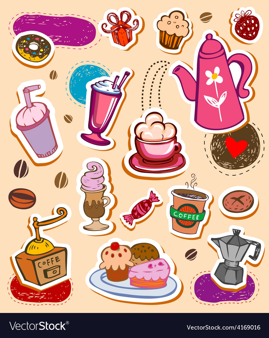 Coffee and tea design elements Royalty Free Vector Image