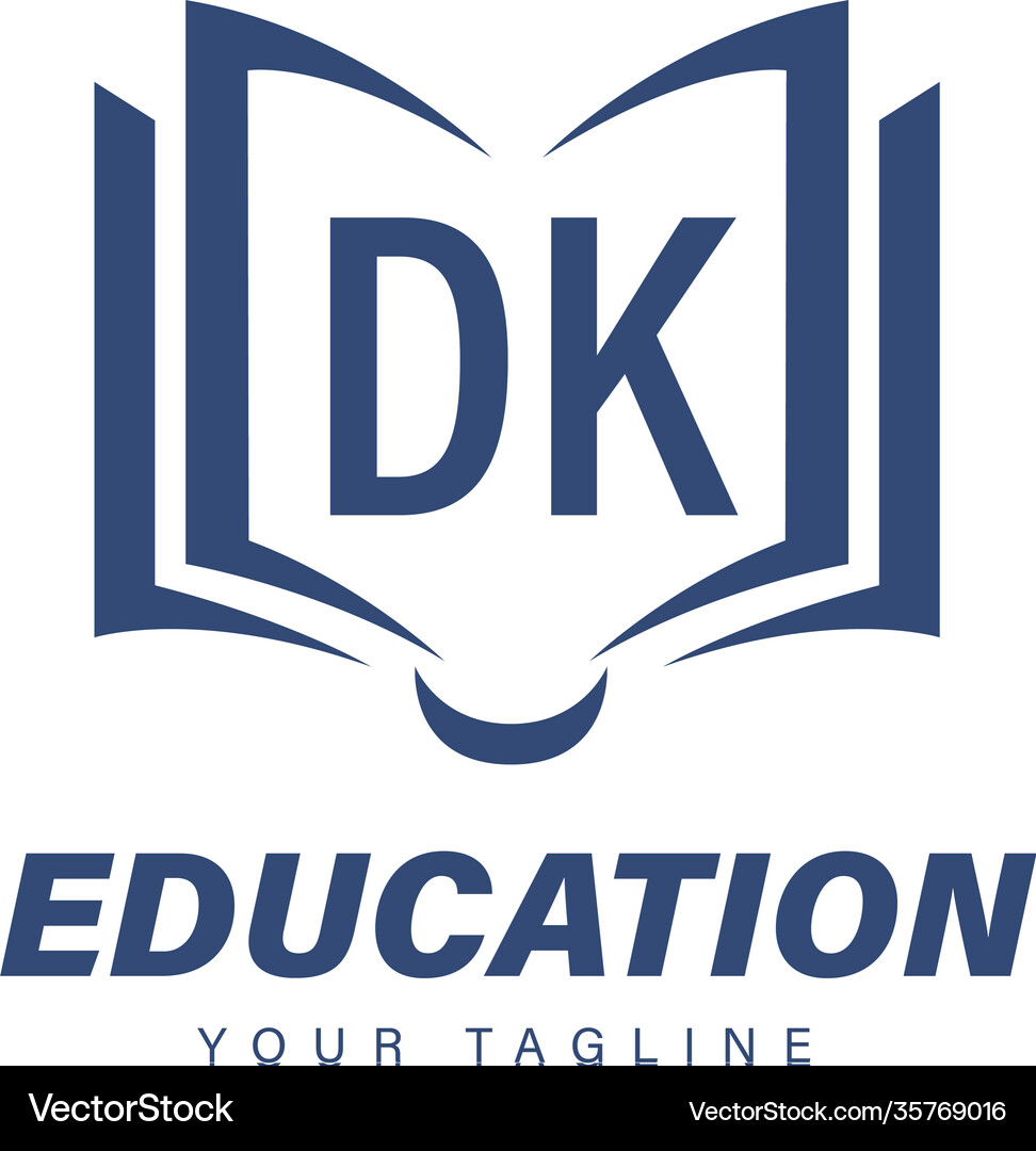 Dk letter logo design with book icons modern Vector Image