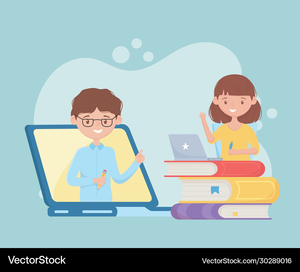 Education online student girl student watching Vector Image