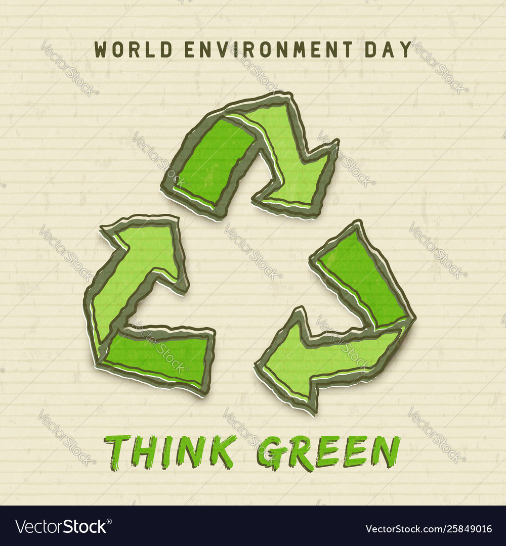 Environment day card green recycle symbol Vector Image