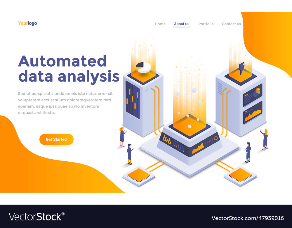 Flat color modern isometric concept - automated Vector Image