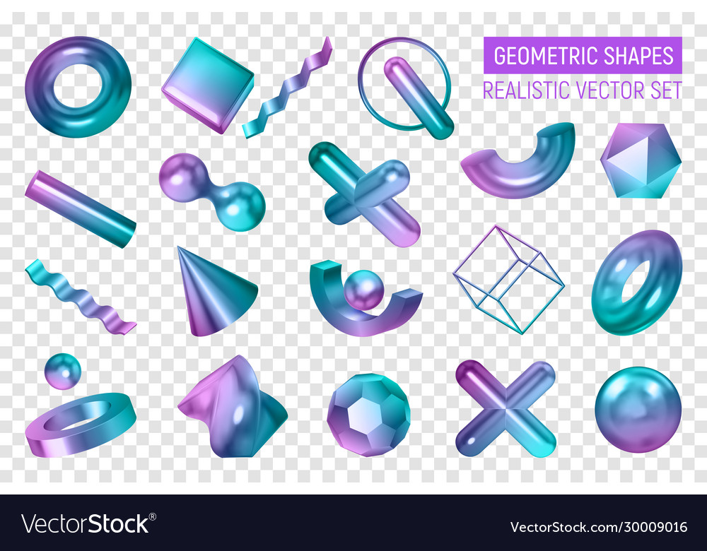 Gradient geometric shapes set Royalty Free Vector Image