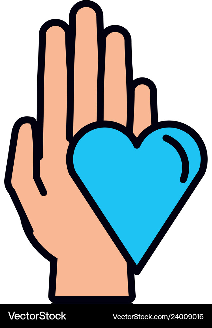 Hand human with heart isolated icon Royalty Free Vector