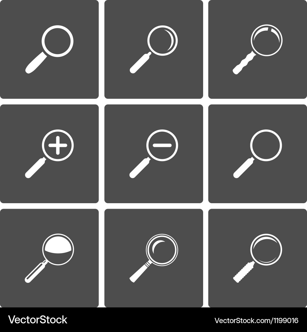 Magnifier and zoom icons Royalty Free Vector Image