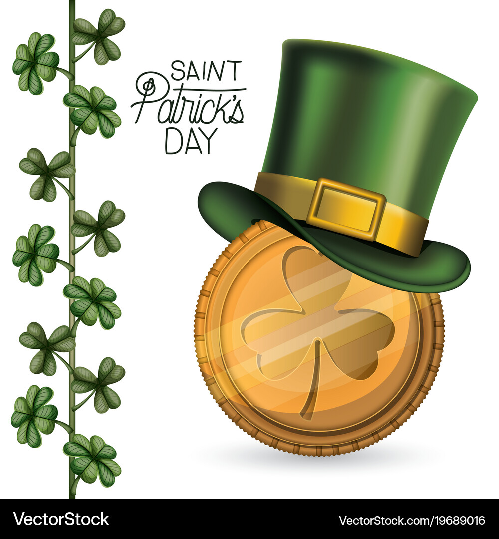 Poster saint patricks day with gold coin Vector Image