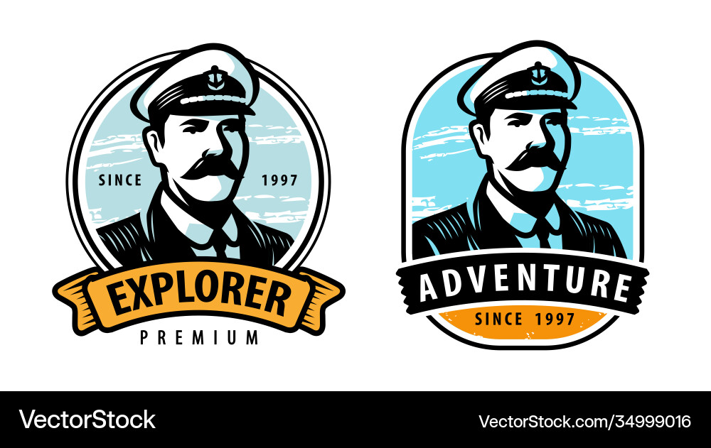 Sea captain emblem sailing symbol Royalty Free Vector Image